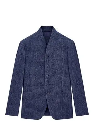 Giorgio Armani Blazer Regular Fit Denim-effect Froissé Wool Silk Cashmere - Blue