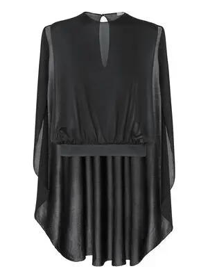 Fendi Silk Satin Cape Effect Top - Black