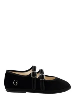GONDOLINA SHOES Gondola Velvet Double-strap Mary Jane Shoes – Made In Italy - Black