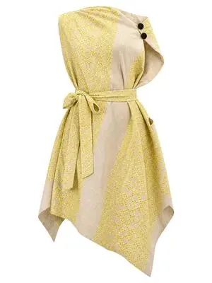 STUART TREVOR Linen Pirate Dress - Yellow