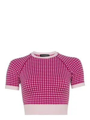 HEART AND SOUL Georgie Vichy Crop Top - White/pink