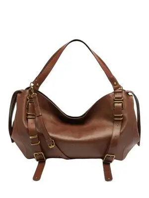 DIESEL® Diesel D-One Treated Leather Handbag Brown