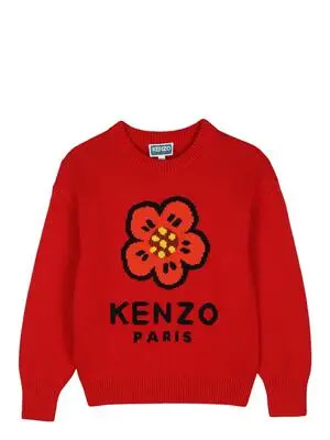 Kenzo Boke Flower Intarsia Knit Sweater - Red