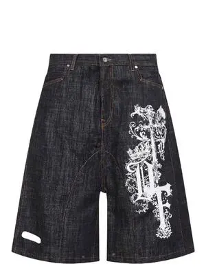 PDFCHANNEL Graphic Loose-fit Denim Shorts - Deep Indigo
