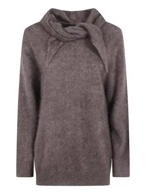 P.a.r.o.s.h Long-sleeved Hooded Knit Top - Black