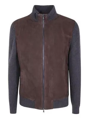 BARBA NAPOLI Zippered Patchwork Leather Jacket - No