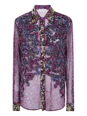 DRIES VAN NOTEN Dries Van Noten Sheer Chiffon Sequin Embellished Shirt