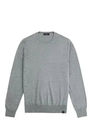 FAY Extrafine Merinos Wool Round-neck Pullover - Grey