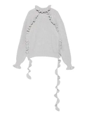 BLUMARINE Blumarine Ruffled High-Neck Long-Sleeve Knit Top