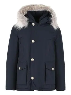 Woolrich Long-sleeved Hooded Parka Coat - Blue