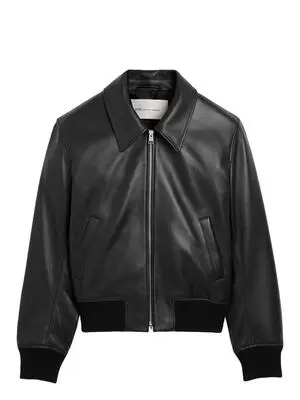 AMI Paris Lamb Leather Zipped Jacket - Black