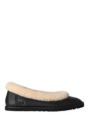 UGG Fur Trim Ballerina - Black