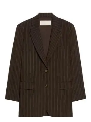 IBLUES Straight-cut Striped Blazer - Brown
