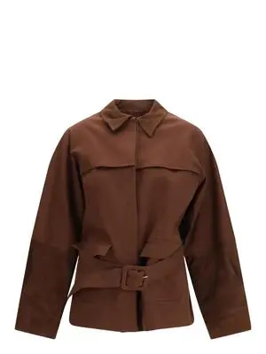 Fabiana Filippi Cropped Belted Jacket - Brown