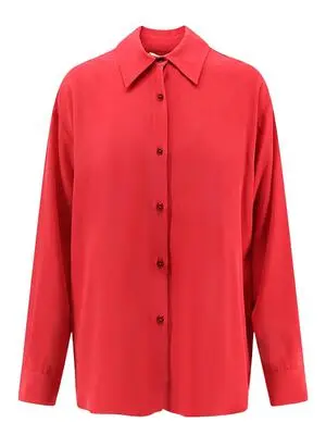 ALYSI Pointed-collar Silk Shirt - Red