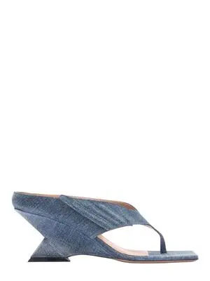 Attico Asymmetric Wedge Thong Sandals - Blue