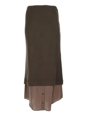 ALYSI Layered Sheer-hem Skirt - Brown