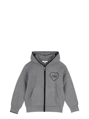 Chloé Logo-embroidered Zip-up Hoodie - Gray