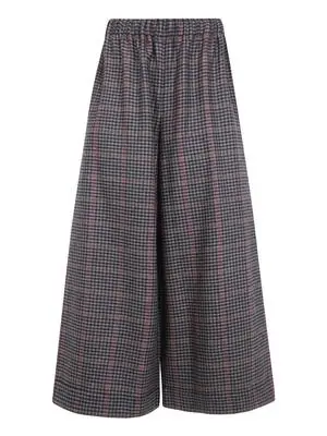 DANIELA GREGIS Plaid Elastic-waist Trousers - Black