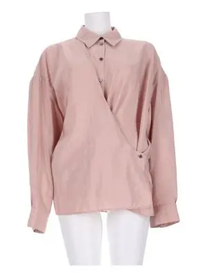LEMAIRE Silk-blend Wrap Blouse - Pink