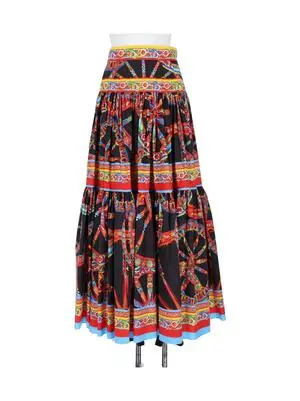 Dolce & Gabbana Printed Cotton Maxi Skirt - Multicolor