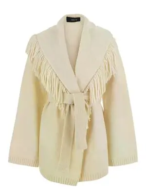 Federica Tosi Fringe-trimmed Belted Cardigan - Neutrals