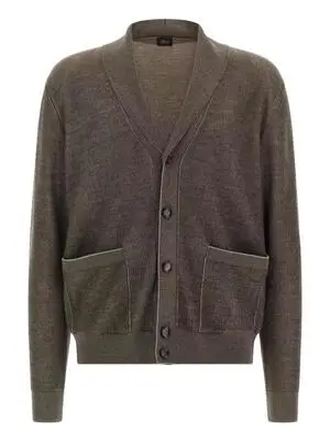 Brioni Vanisé-weave Shawl-neck Cardigan - Brown