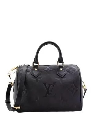 LOUIS VUITTON Monogram Empreinte Giant Speedy Bandouliere 25 Satchel - Black