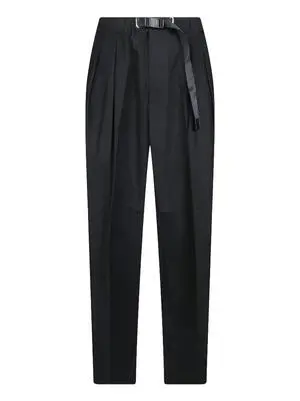 WHITE SAND Belted Pleated Trousers - Black