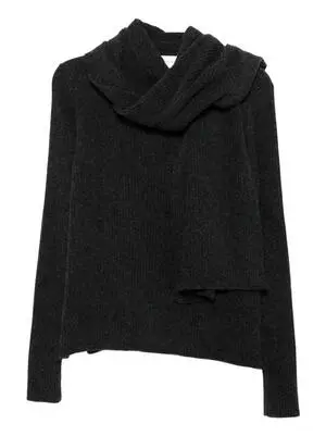 Christian Wijnants Ribbed-knit Scarf-detail Sweater - Grey