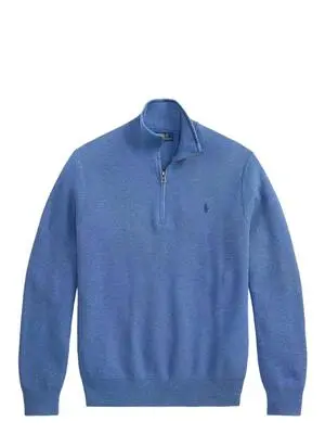 Polo Ralph Lauren Polo Ralph Lauren Mesh-Knit Cotton Quarter-Zip Jumper Blue