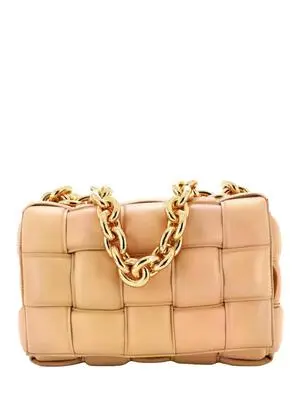 Bottega Veneta Bottega Veneta Cassette Chain Padded Maxi Intrecciato Leather Crossbody Bag Neutrals