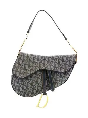 Dior Vintage Diorissimo Canvas Medium Saddle Shoulder Bag - Blue