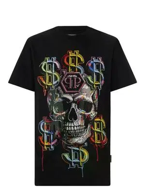 Philipp Plein Crystal-embellished Skull-print T-shirt - Black