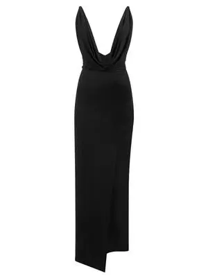 Philipp Plein Draped Side-slit Maxi Dress - Black