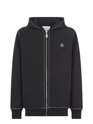 Philipp Plein Philipp Plein Logo-Plaque Topstitched Hoodie Black