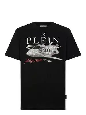 Philipp Plein Round-neck T-shirt Teddy Plane Stones - Black
