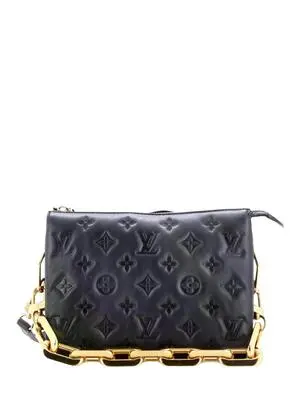 LOUIS VUITTON Monogram Embossed Lambskin Coussin Bb Cross Body Bag - Black