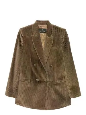 Etro Double-breasted Corduroy Blazer - Green