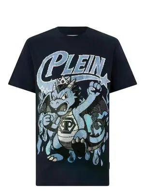 Philipp Plein Big Dragon Rhinestone-embellished T-shirt - Blue