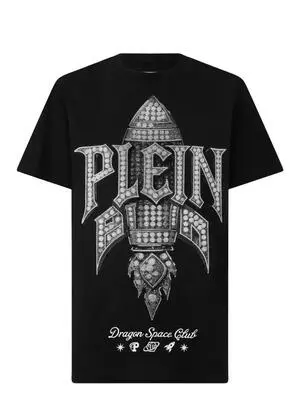Philipp Plein Crystal-embellished Rocket-print T-shirt - Black