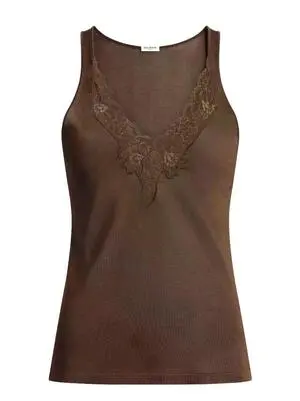 Balmain Balmain Knit Vest Top With Lace Brown
