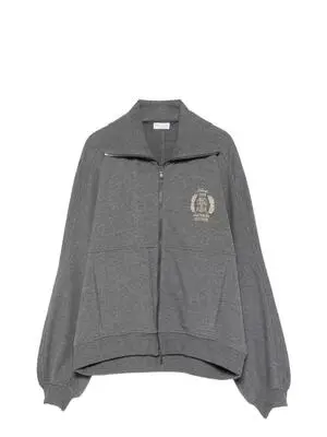 Brunello Cucinelli Brunello Cucinelli Logo-Embroidered Zip-Up Hoodie Grey