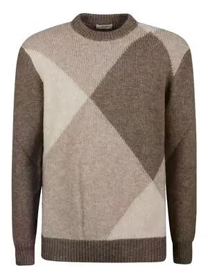 BALLANTYNE Argyle-intarsia Wool Sweater - Brown