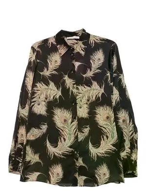 Zimmermann Valiant Feather-print Silk Shirt - Brown
