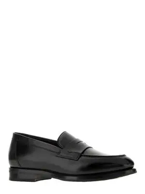 Santoni Colin Leather Loafers - Black