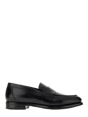 Santoni Colin Leather Loafers - Black