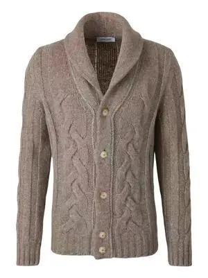 GRAN SASSO Cable-knit Shawl-collar Cardigan - Brown