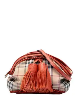 Burberry Haymarket Check Coated Canvas Brogue Tassel Crossbody Bag - Neutrals