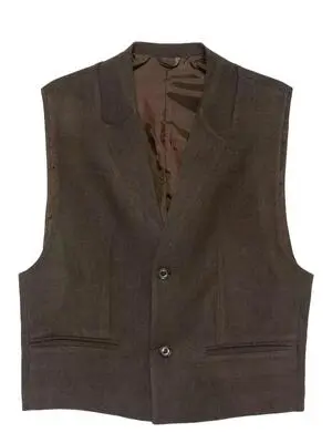 Imperial Herringbone Pattern Waistcoat - Brown